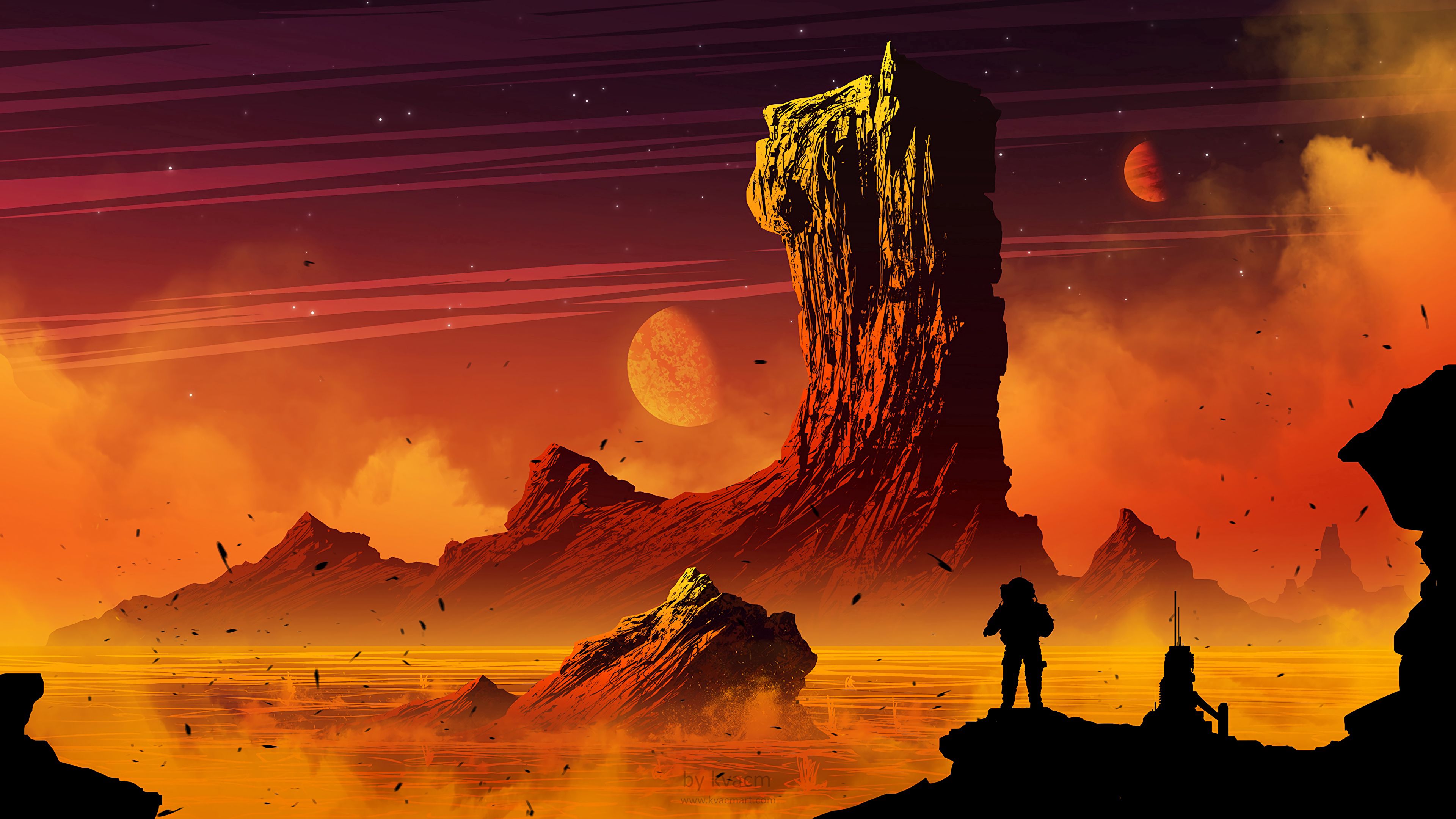 Silhouette landscape space 4k wallpaper | 4kw