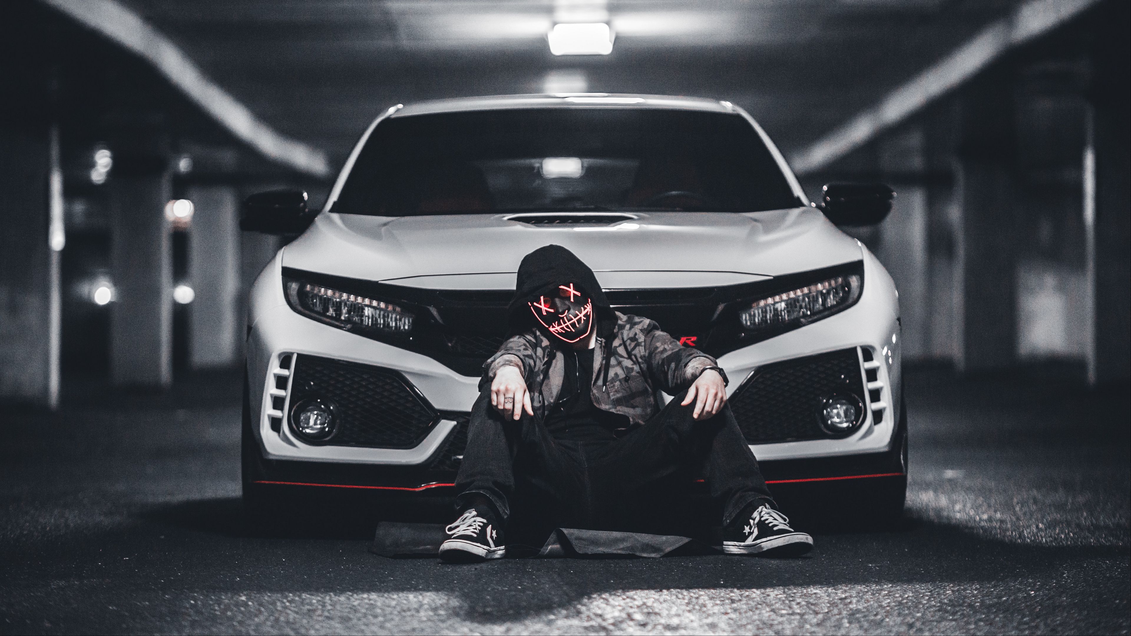 Man mask car 4k wallpaper | 4kw