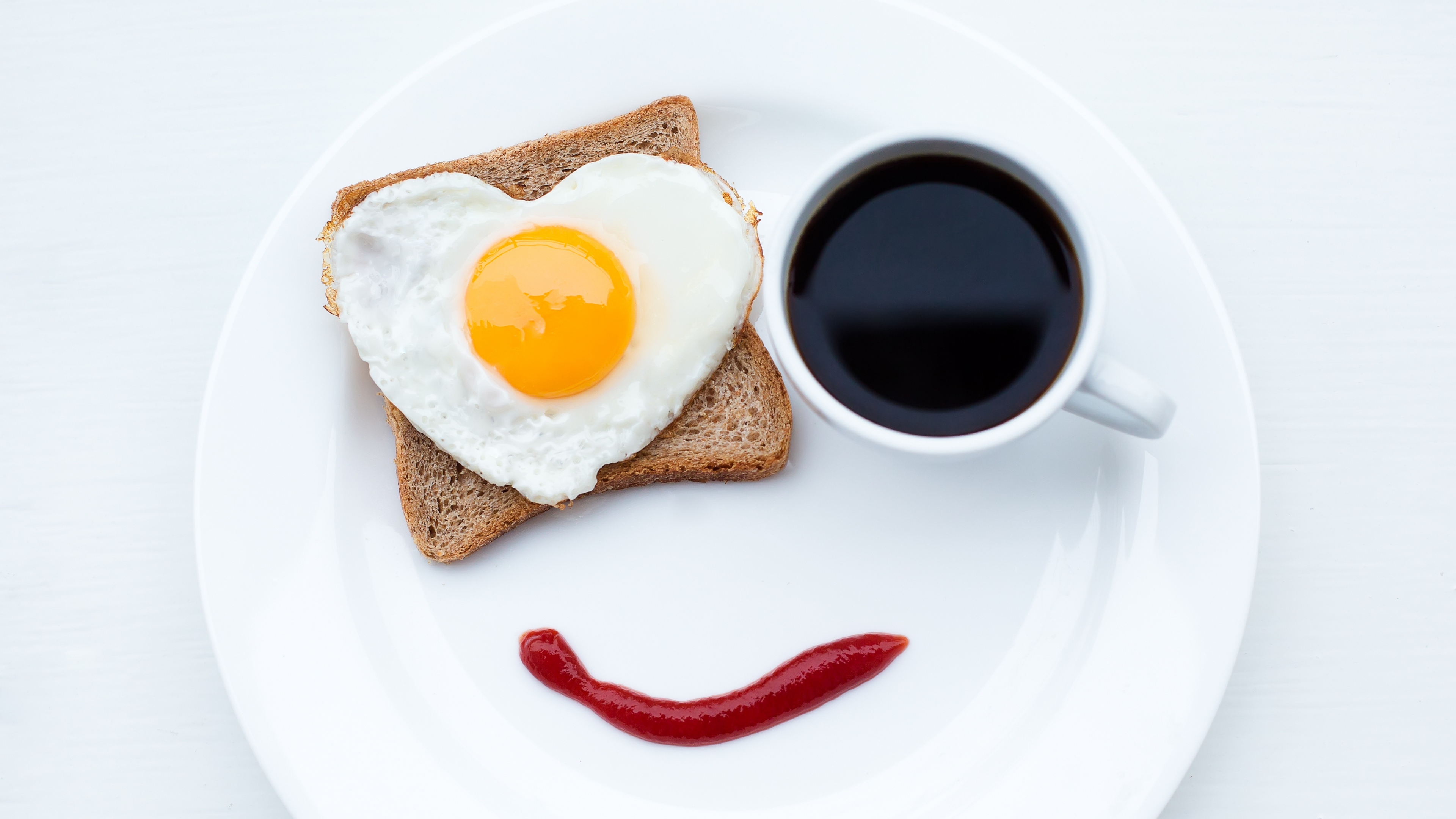 Breakfast Eggs Coffee Bread Ketchup - Morning Food Wallpaper